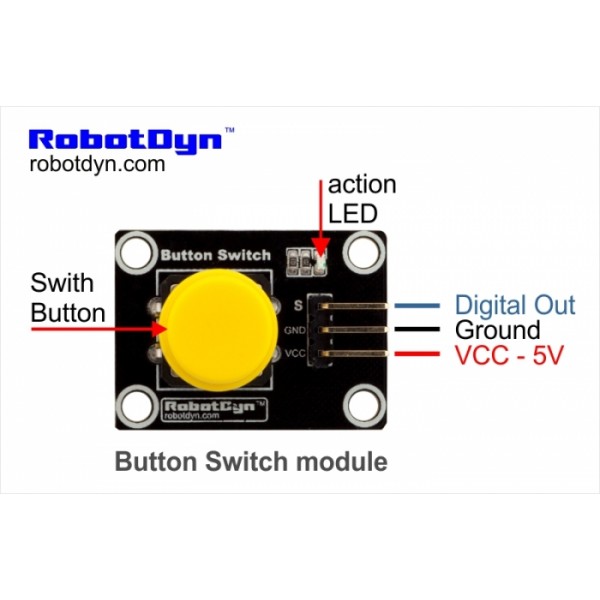 Robotdyn Push Button Module Yellow Rdbtnmodyellow